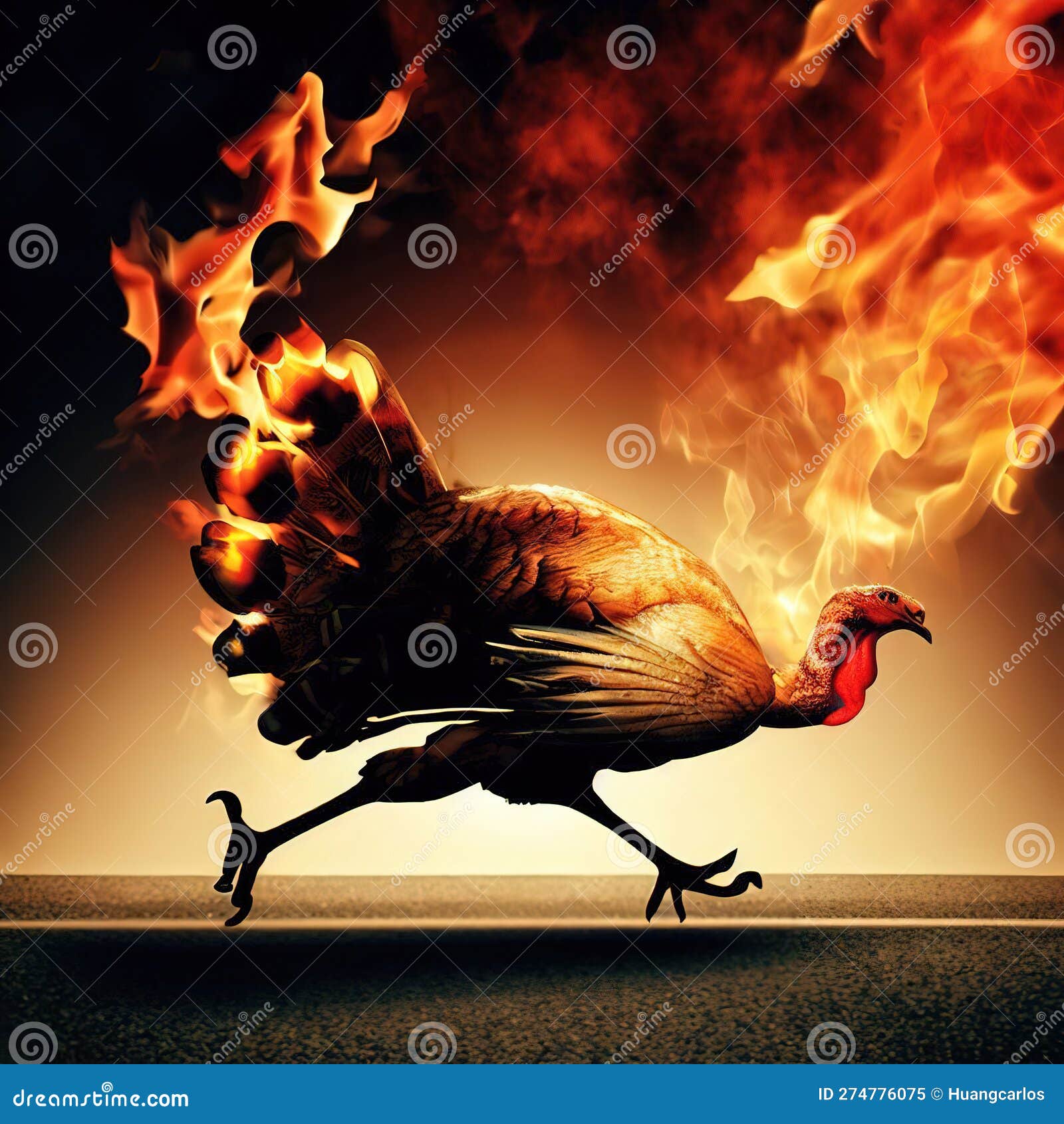 Running the Burning Turkey in Thanksgiving Day with Generative AI Stock ...