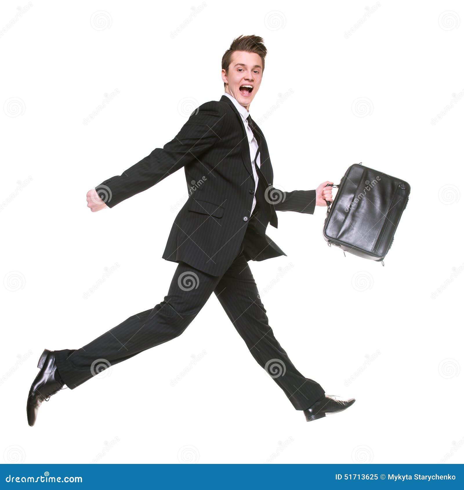 Running Businessman Isolated on White Stock Image - Image of crazy ...