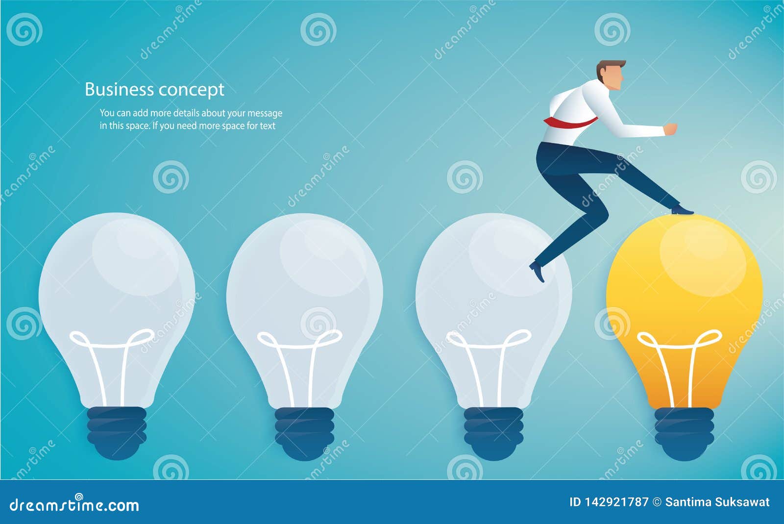 Running Businessman on Light Bulb Idea Concept. Vector Illustration ...