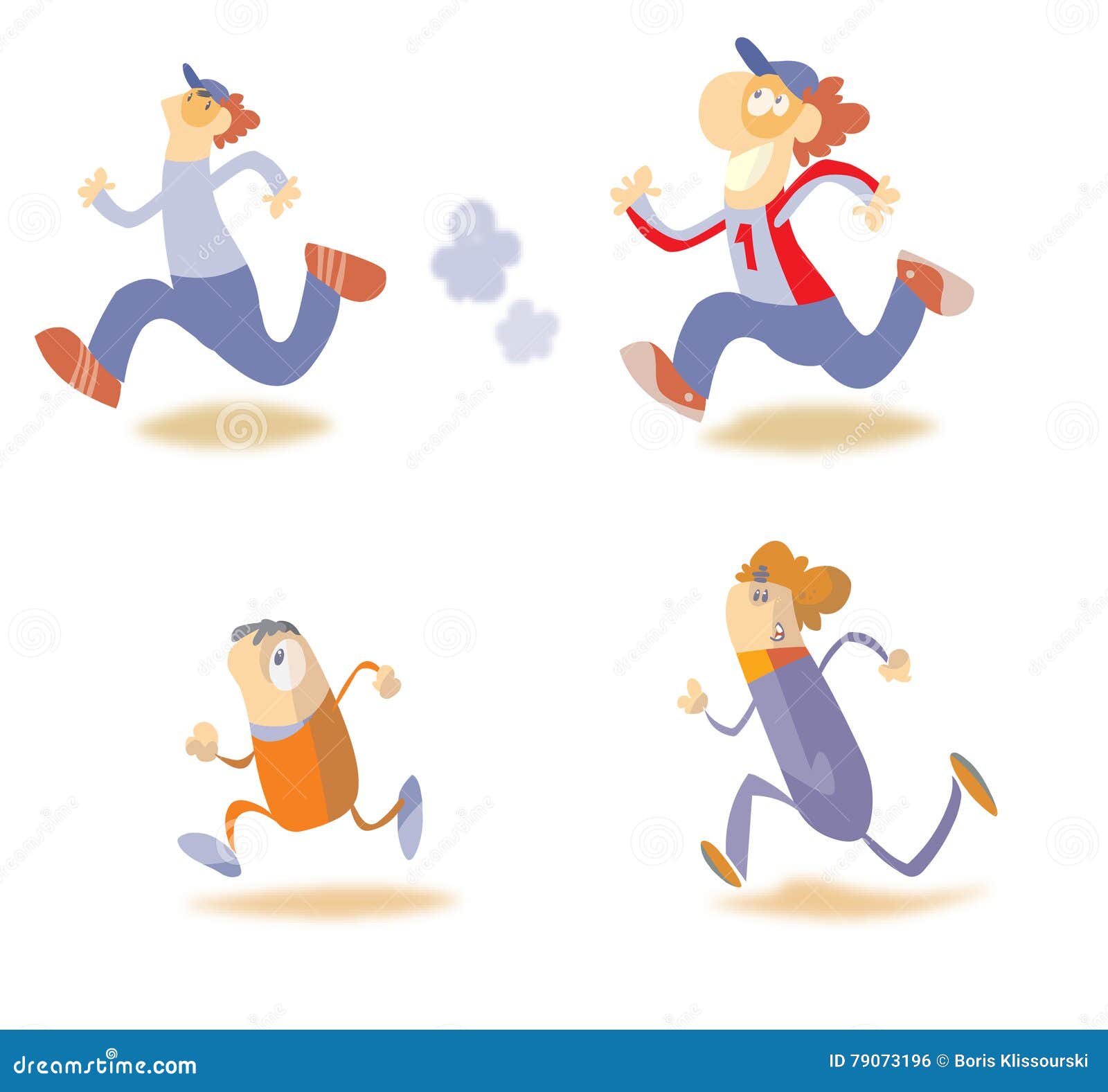 Running cartoon characters stock vector. Illustration of icon - 79073196