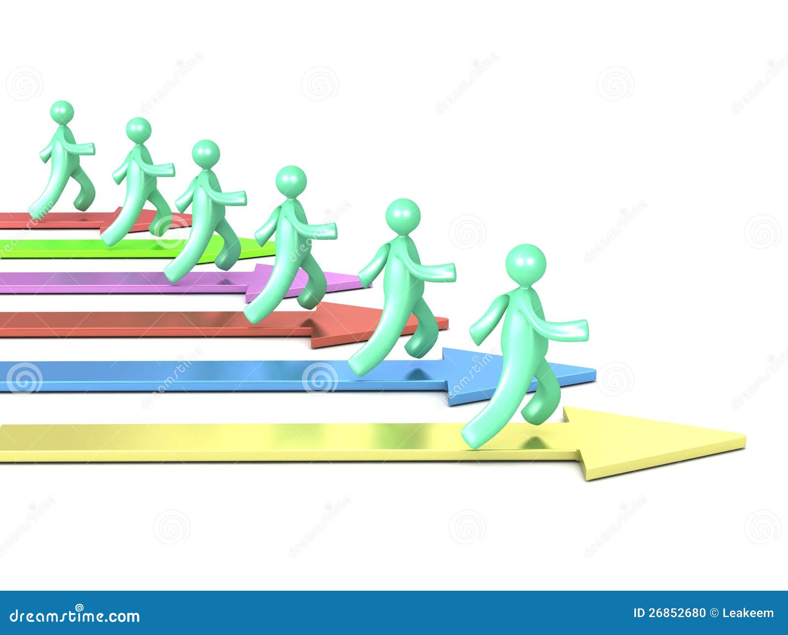 Running Cartoon Men and Colorful Arrows Stock Illustration ...
