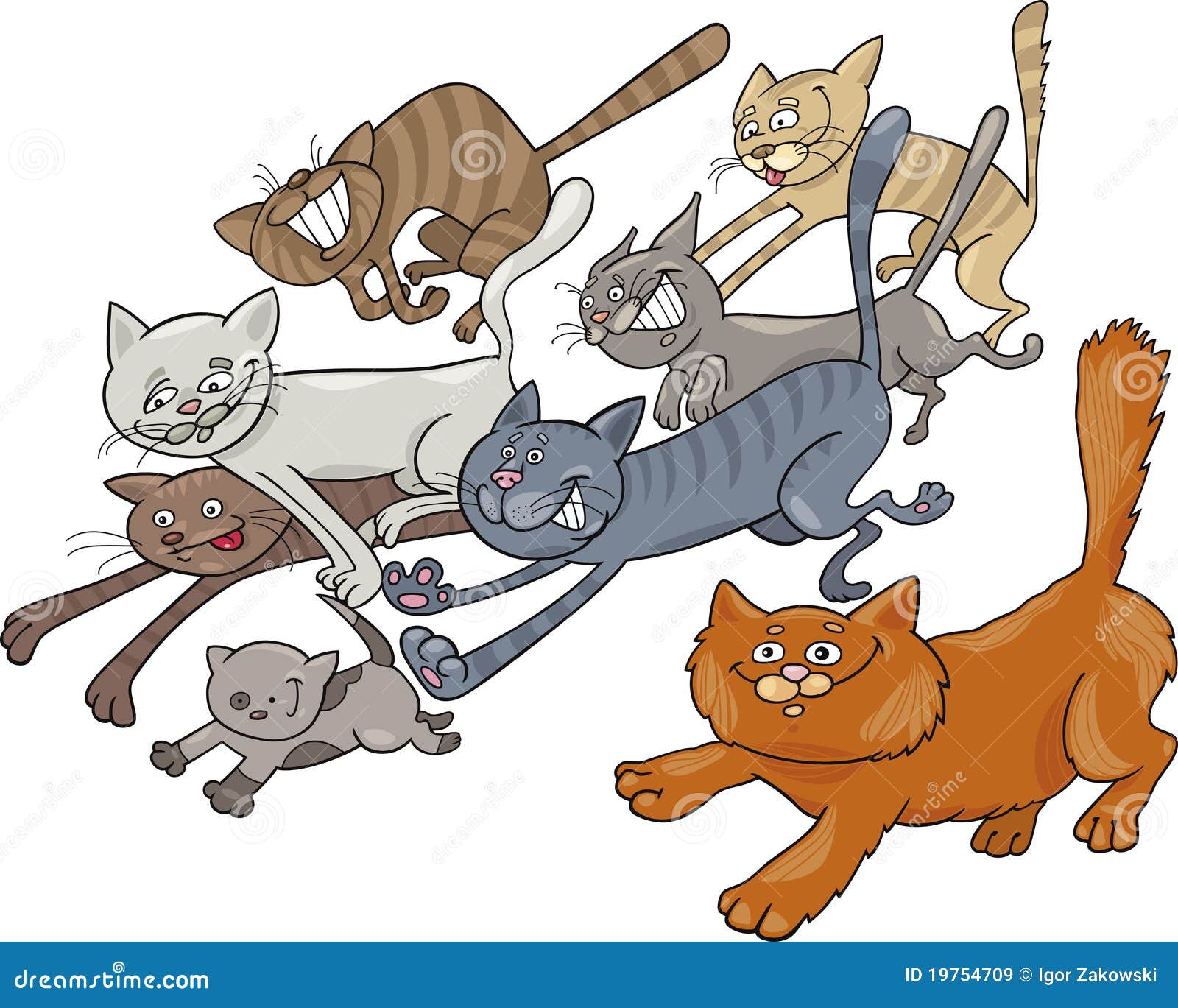 Running Cats Cartoon Coloring Page Royalty-Free Stock Image ...