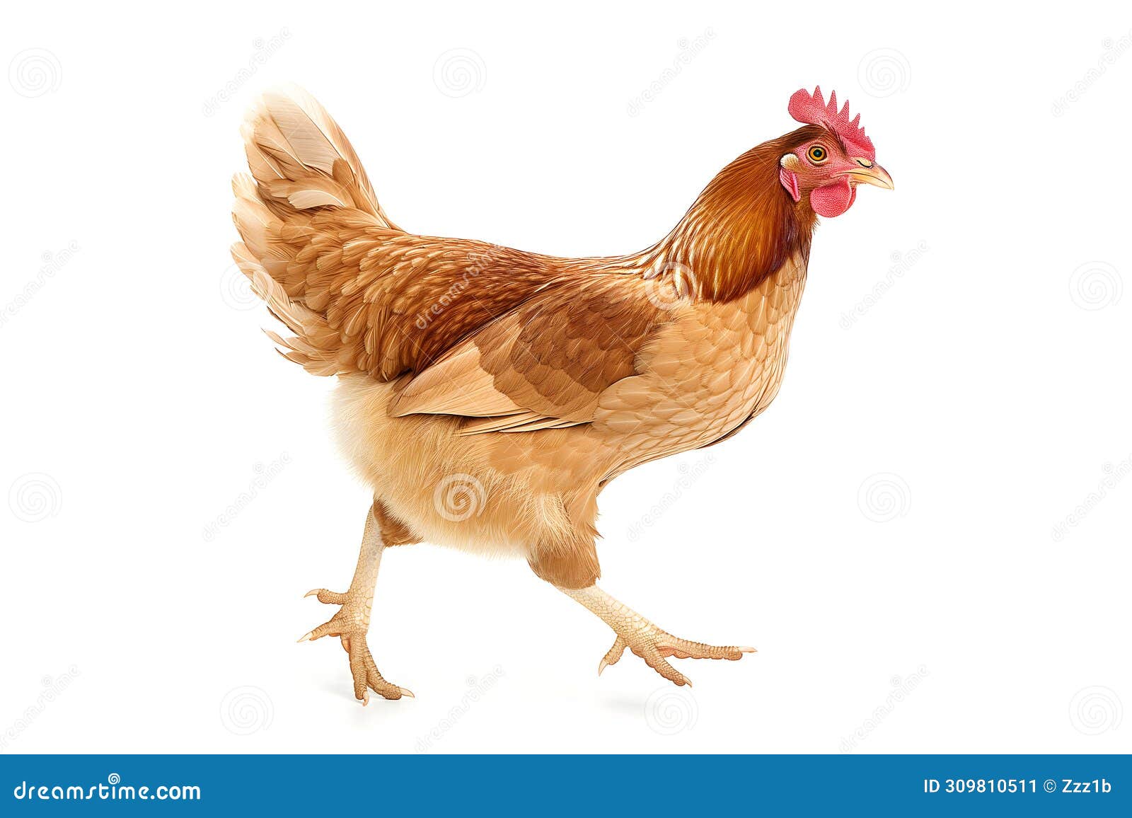 Running Chicken Hen on White Background. Stock Image - Image of alive ...