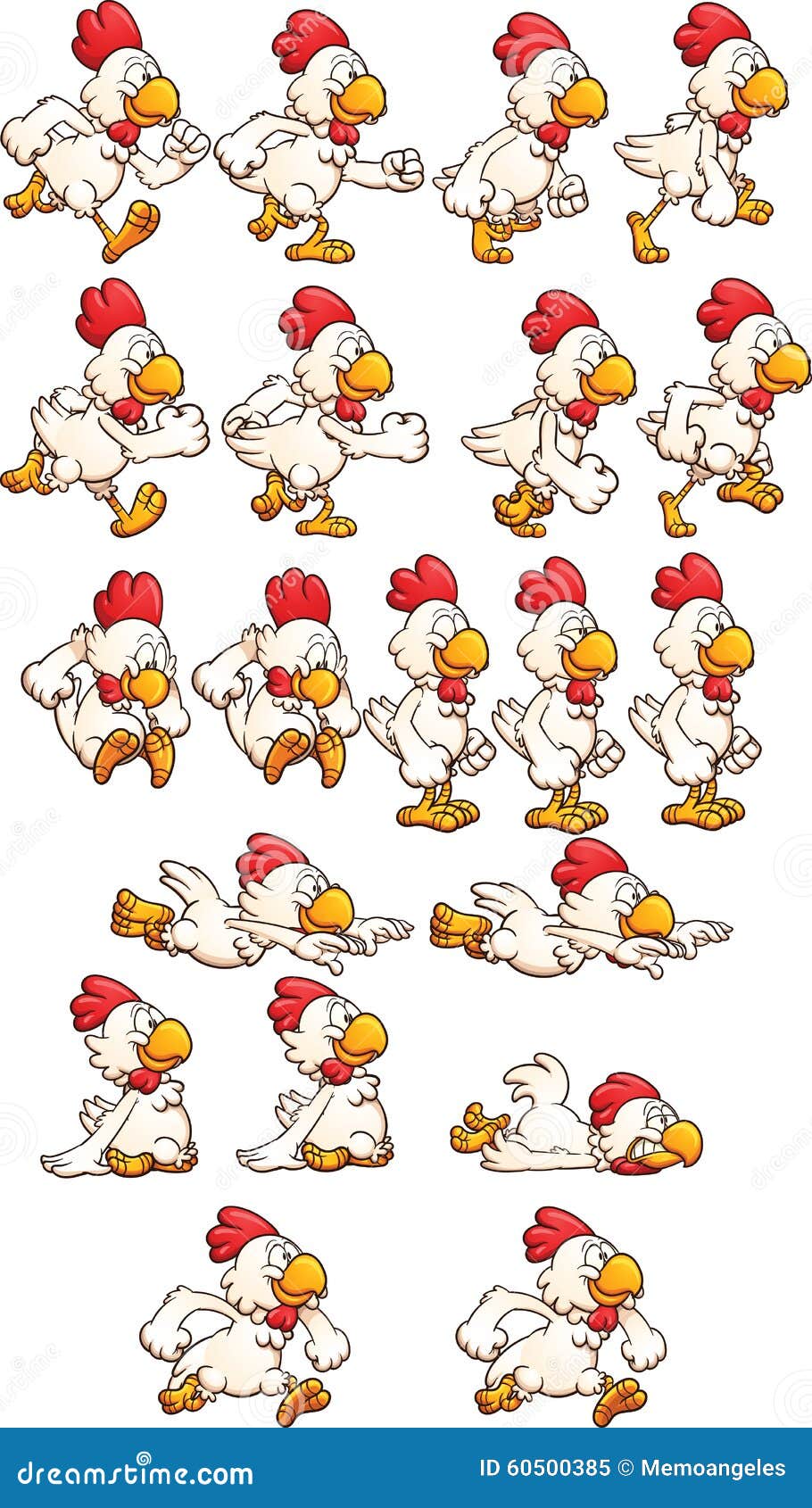 Running Chicken Animation Sprite Sheet Isolated On White Background ...