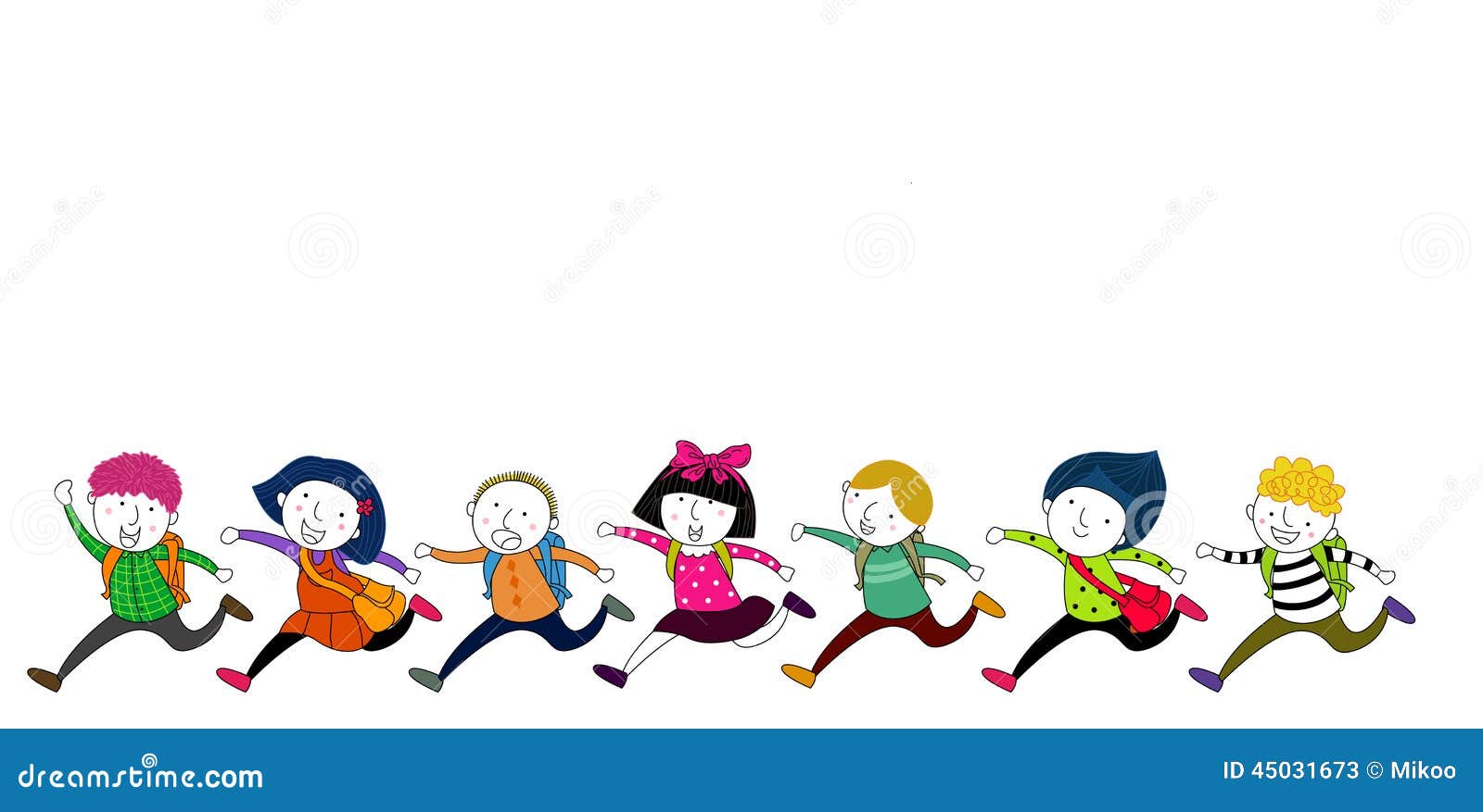 Running Children with School Bags Stock Vector - Illustration of ...