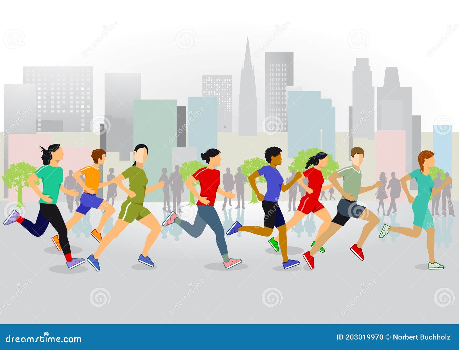 Running in the City Illustration Stock Vector - Illustration of ...