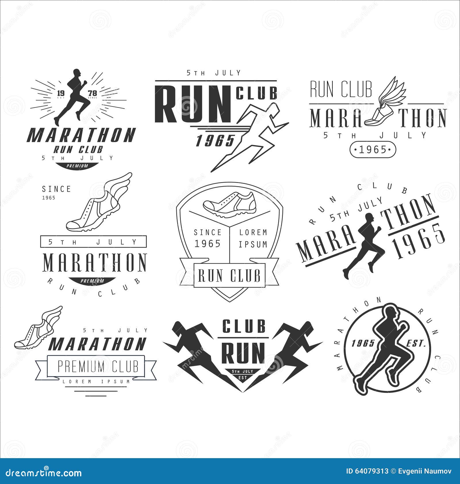 Running Club Labels, Emblems and Design Elements Stock Vector ...