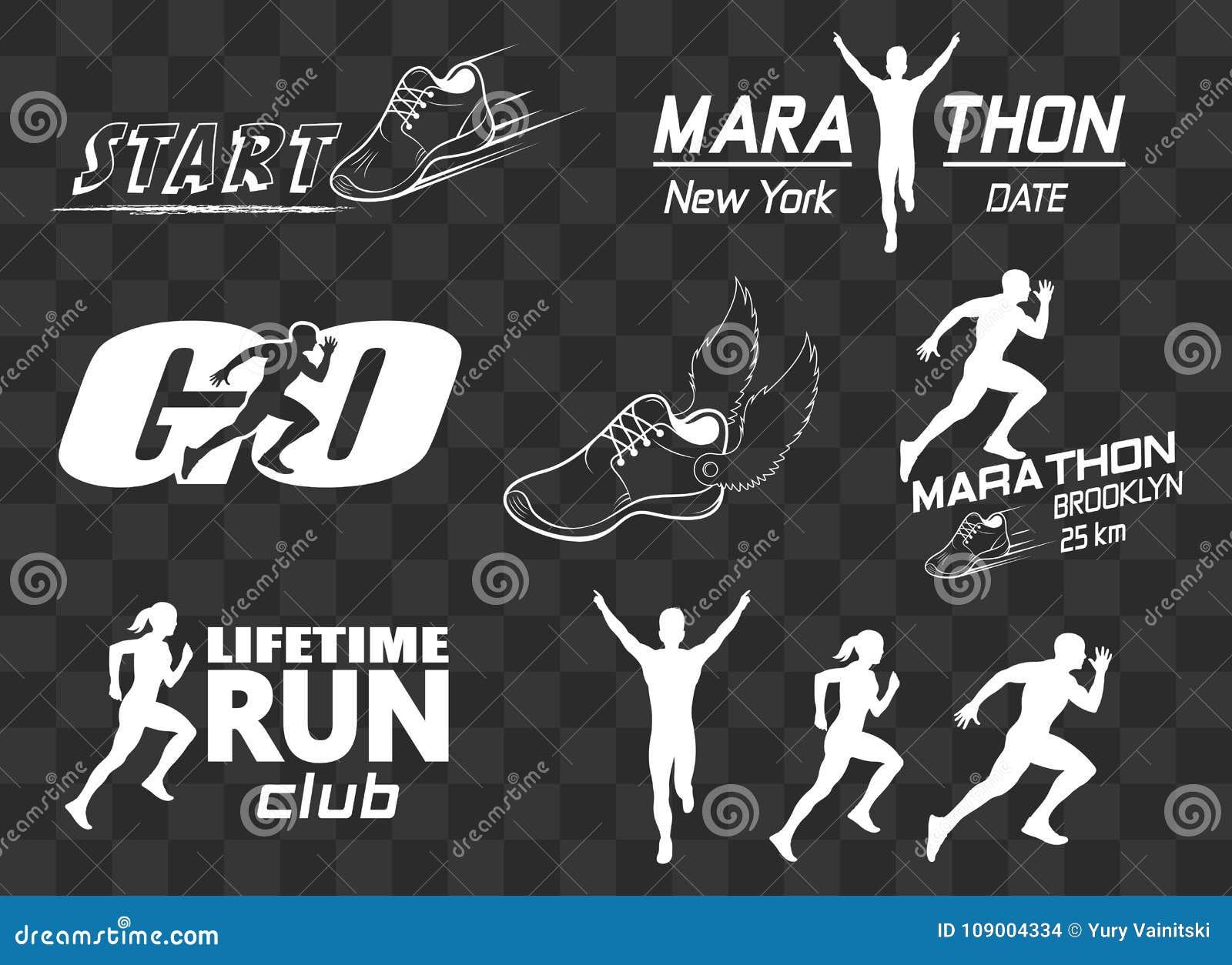 Set of Vintage Run Club Labels Stock Vector - Illustration of marathon ...