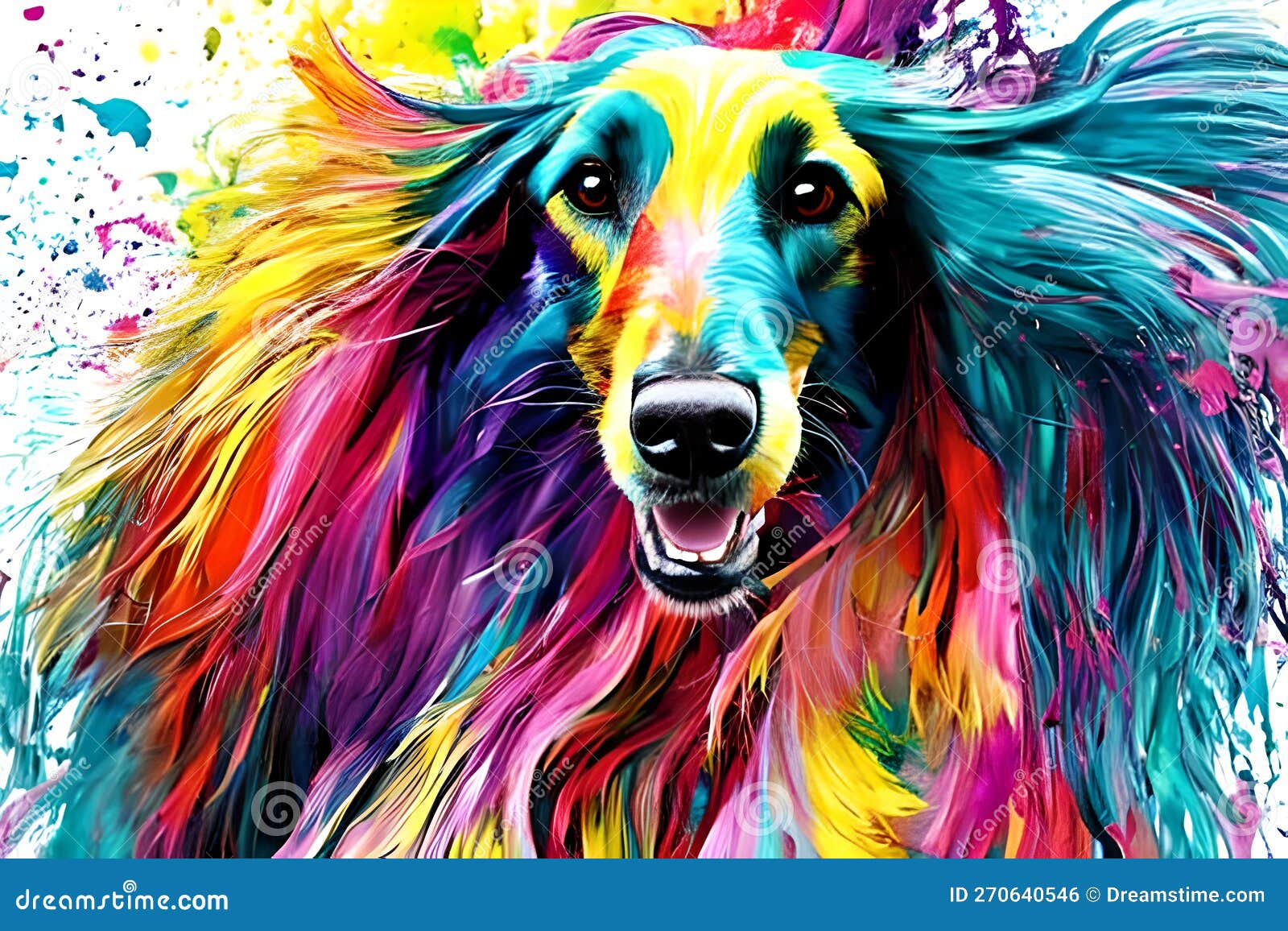 Running Colorful Afghan Hound Dog Stock Illustration - Illustration of ...