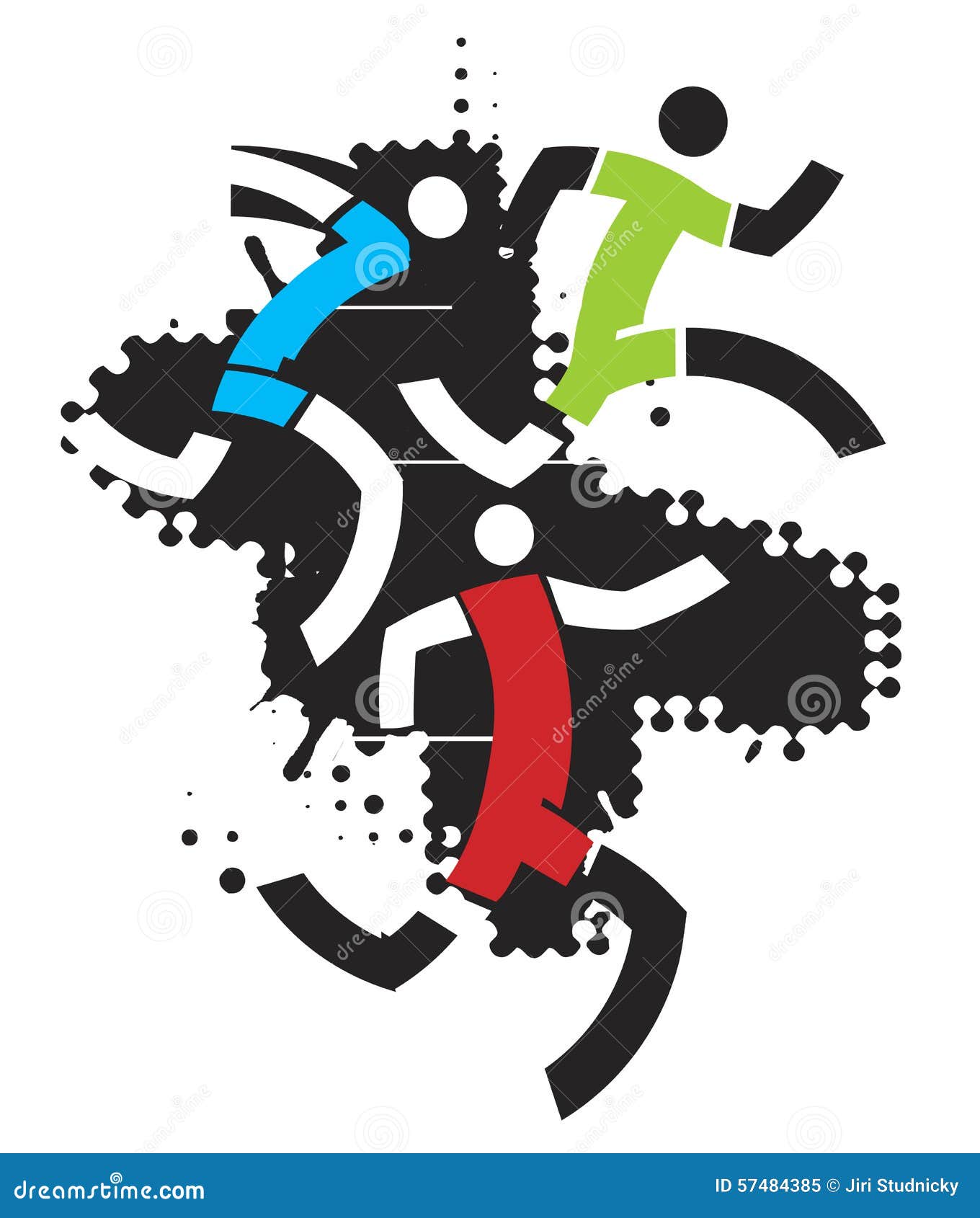 Three Runners - Continuous Line Drawing Cartoon Vector | CartoonDealer ...