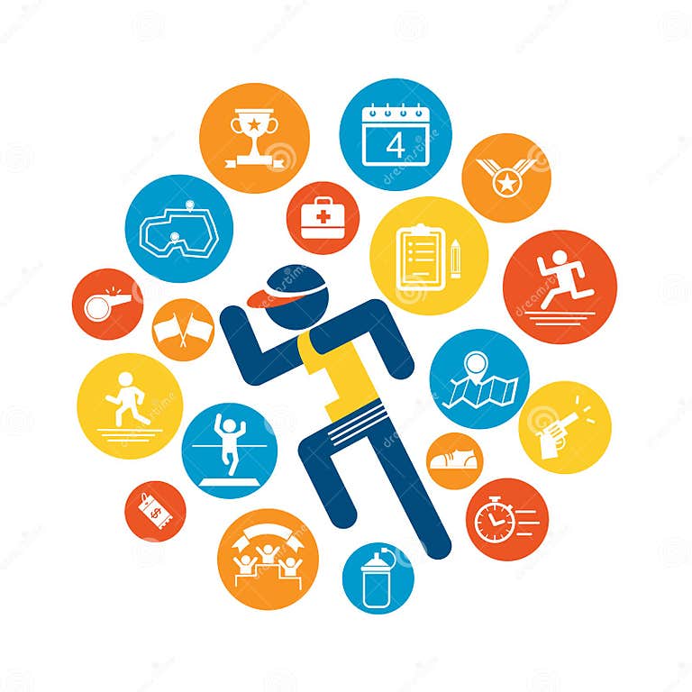 Running Competition Icon Set Stock Vector - Illustration of finish ...