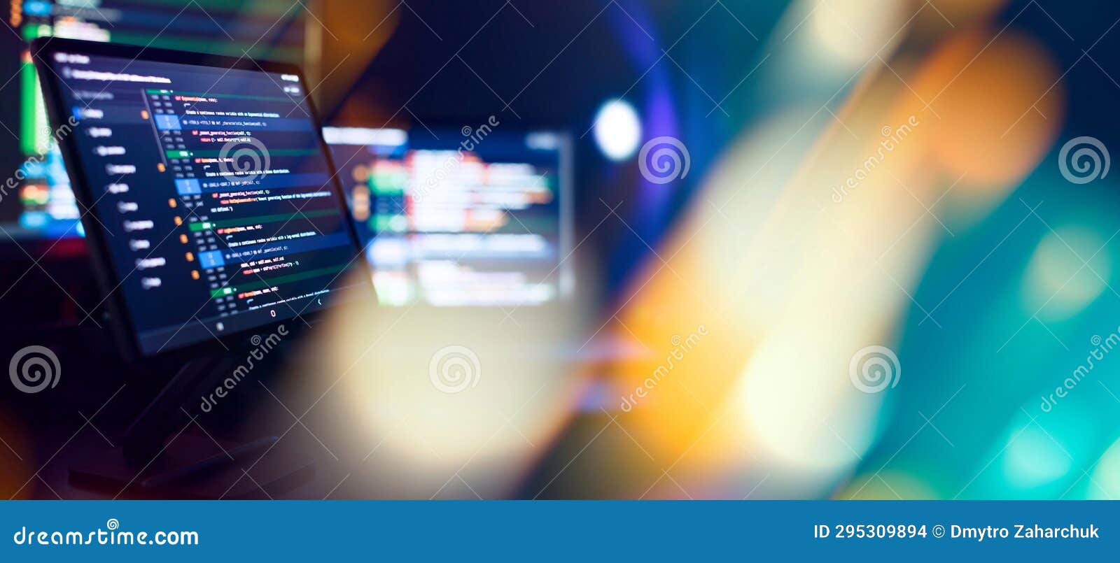 Running Computer Data Programming Coding Script Text On Screen Stock
