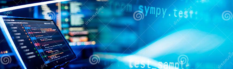 Running Computer Data Programming. Coding Script Text on Screen ...