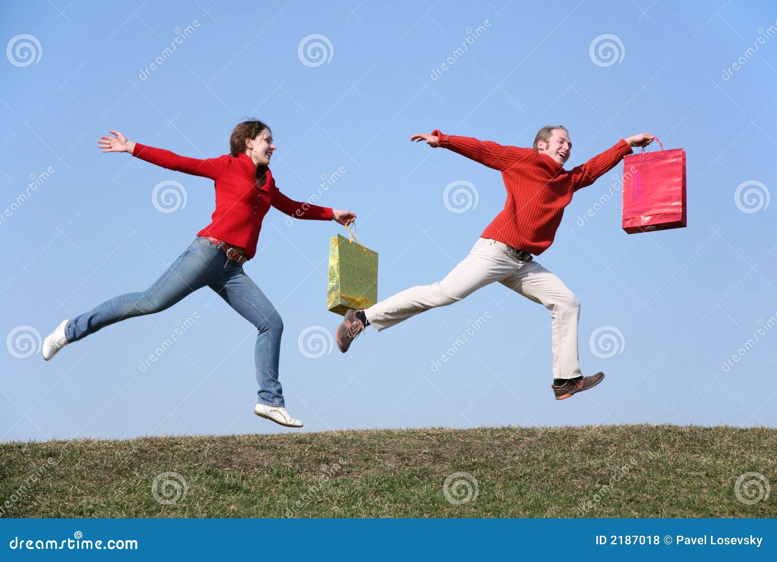 Running couple with bags stock photo. Image of health - 2187018