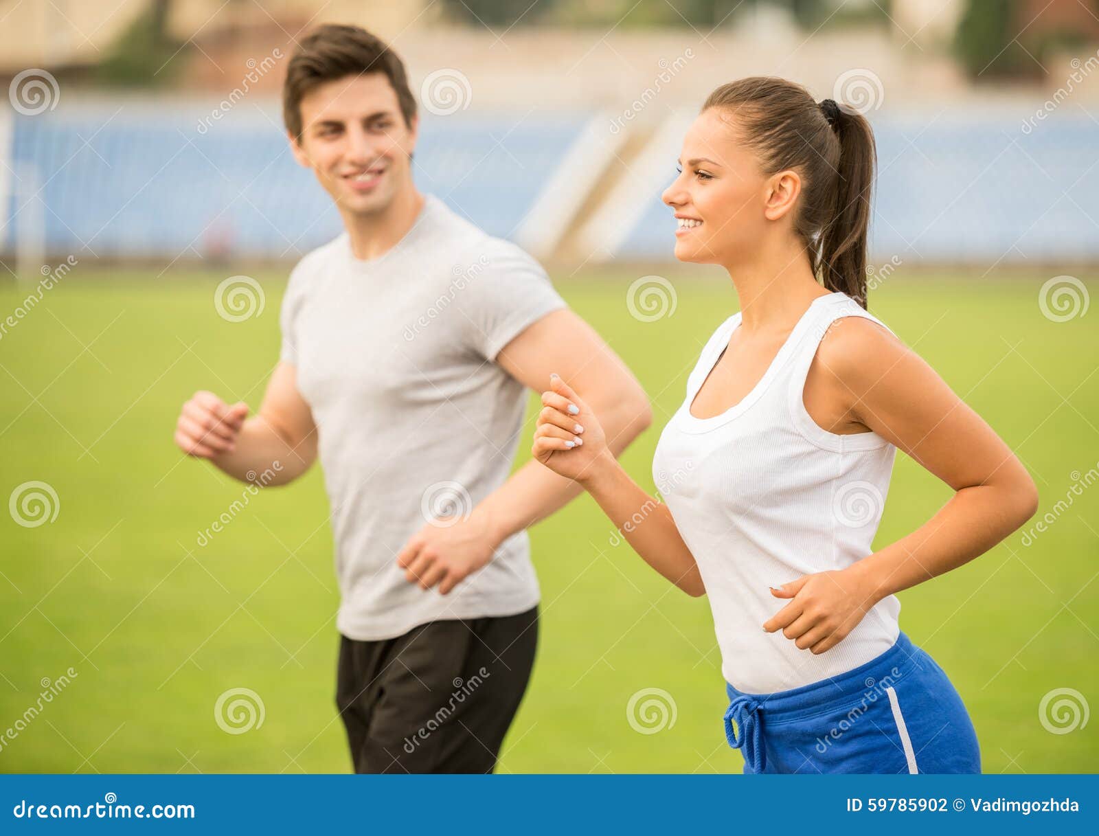 Running couple stock photo. Image of friends, happy, people - 59785902