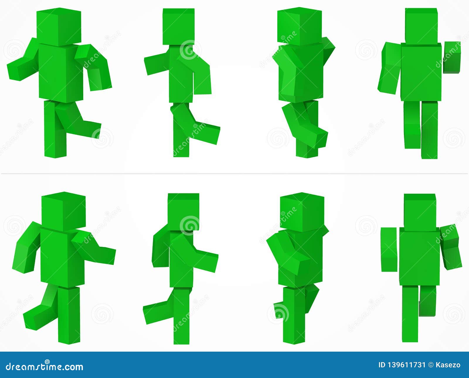 Running Cubic Character. 3d Style Green Cubic Character Illustration ...