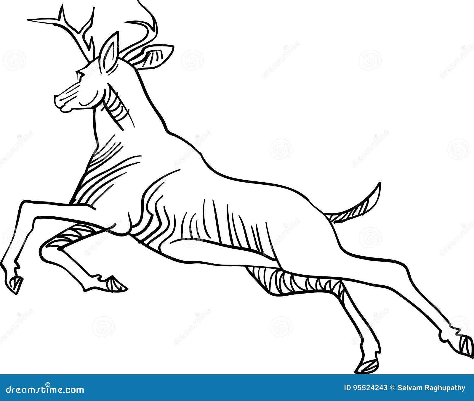Running deer stock vector. Illustration of jumping, power - 95524243