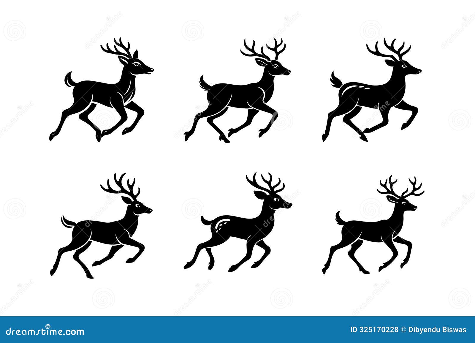 Running Deer Vector Illustration Black Silhouette Stock Illustration ...
