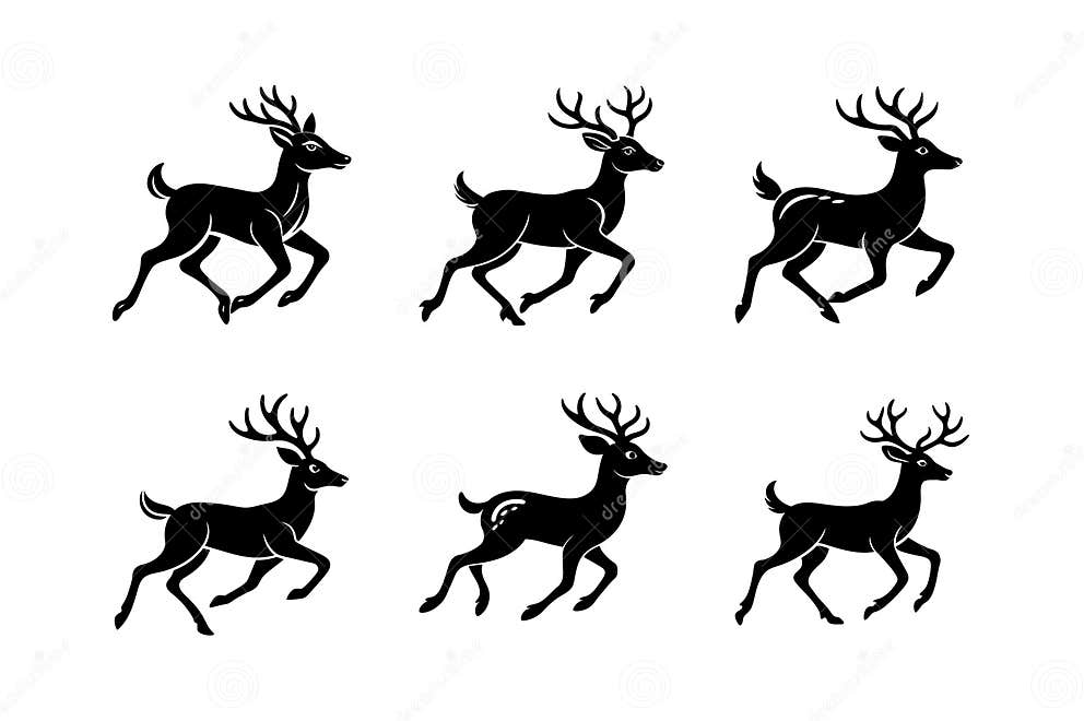 Running Deer Vector Illustration Black Silhouette Stock Illustration ...