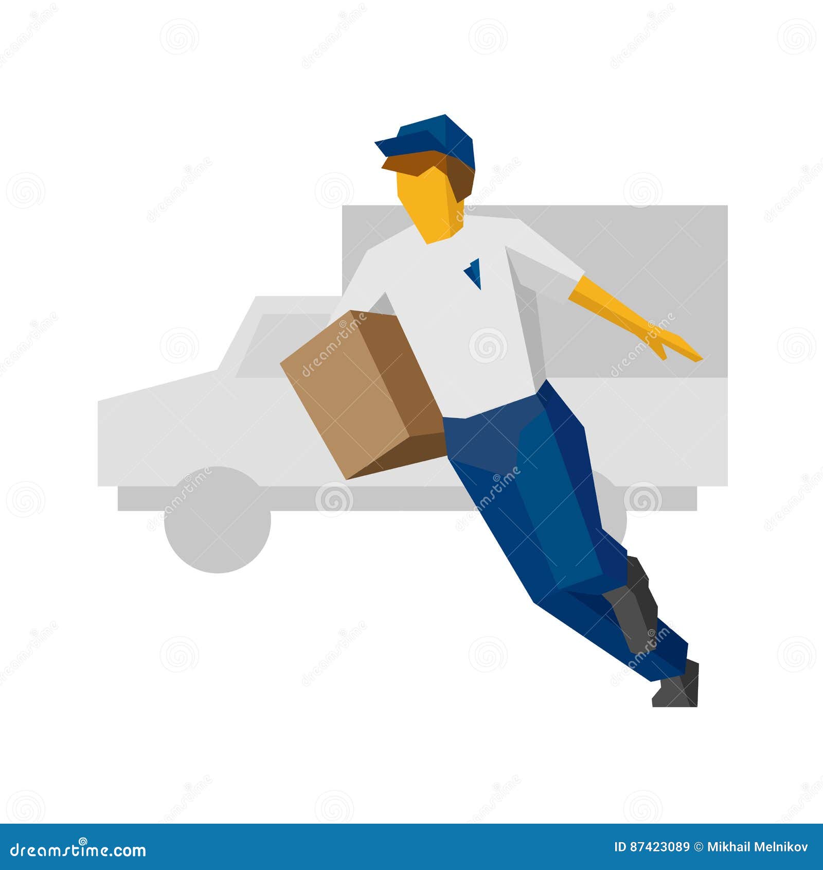 Carton Man Running Fast With Bag Scared With Something, He Is Looking ... Carton Man Running Fast With Bag Scared With Something, He Is Looking ...