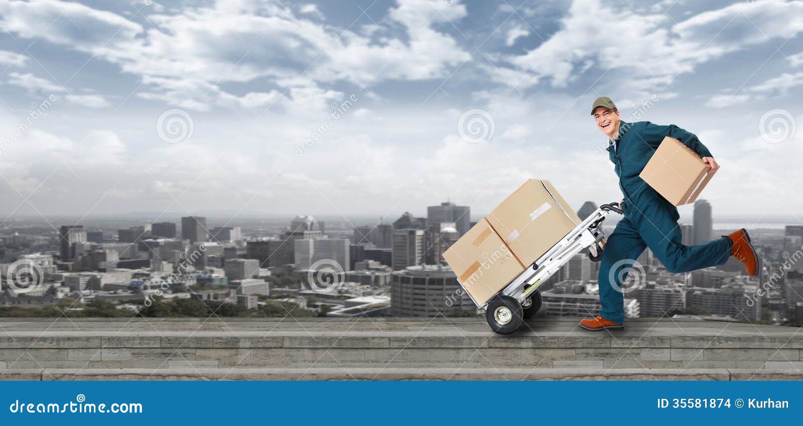 Running Delivery postman. stock photo. Image of postman - 35581874