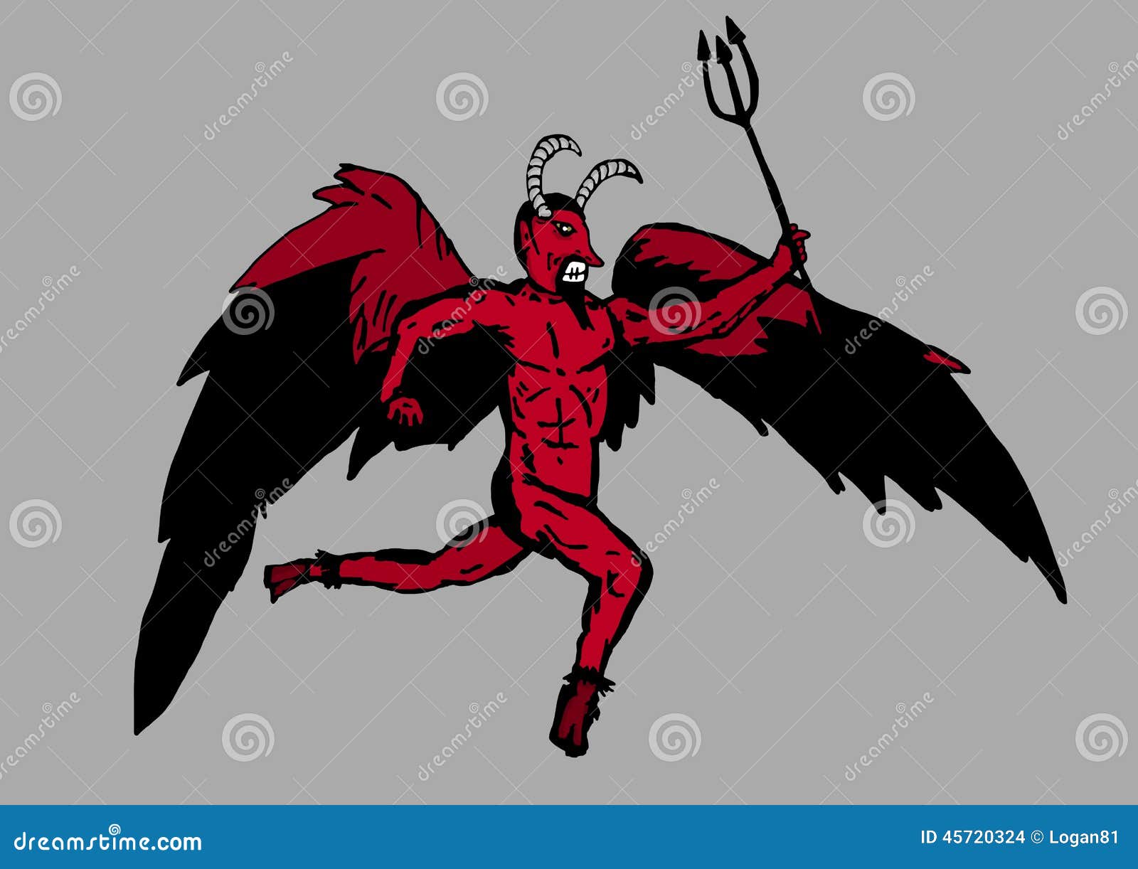 Running devil stock illustration. Illustration of fork - 45720324