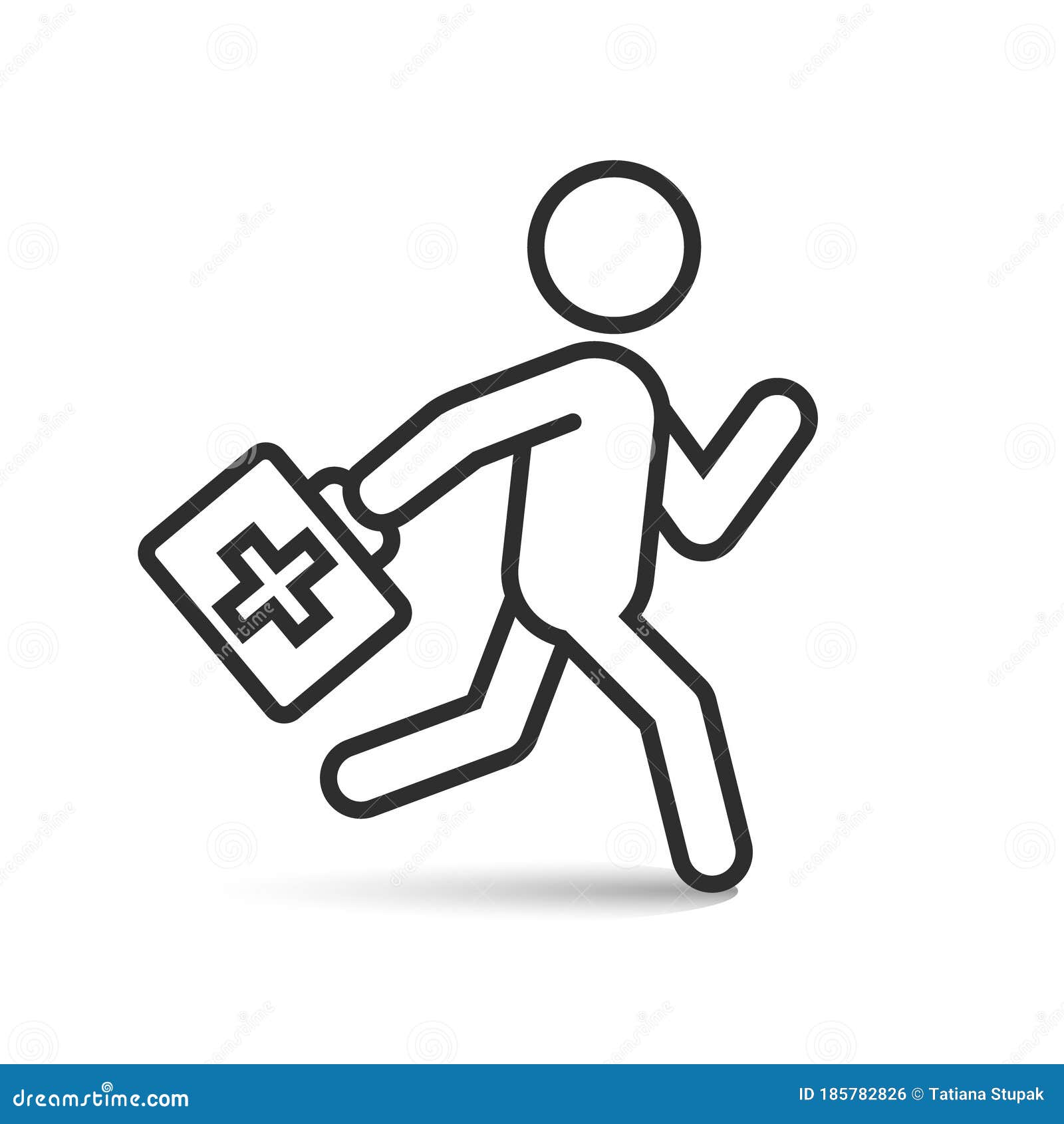 Running Doctor Outline Icon on White, Vector Stock Vector ...