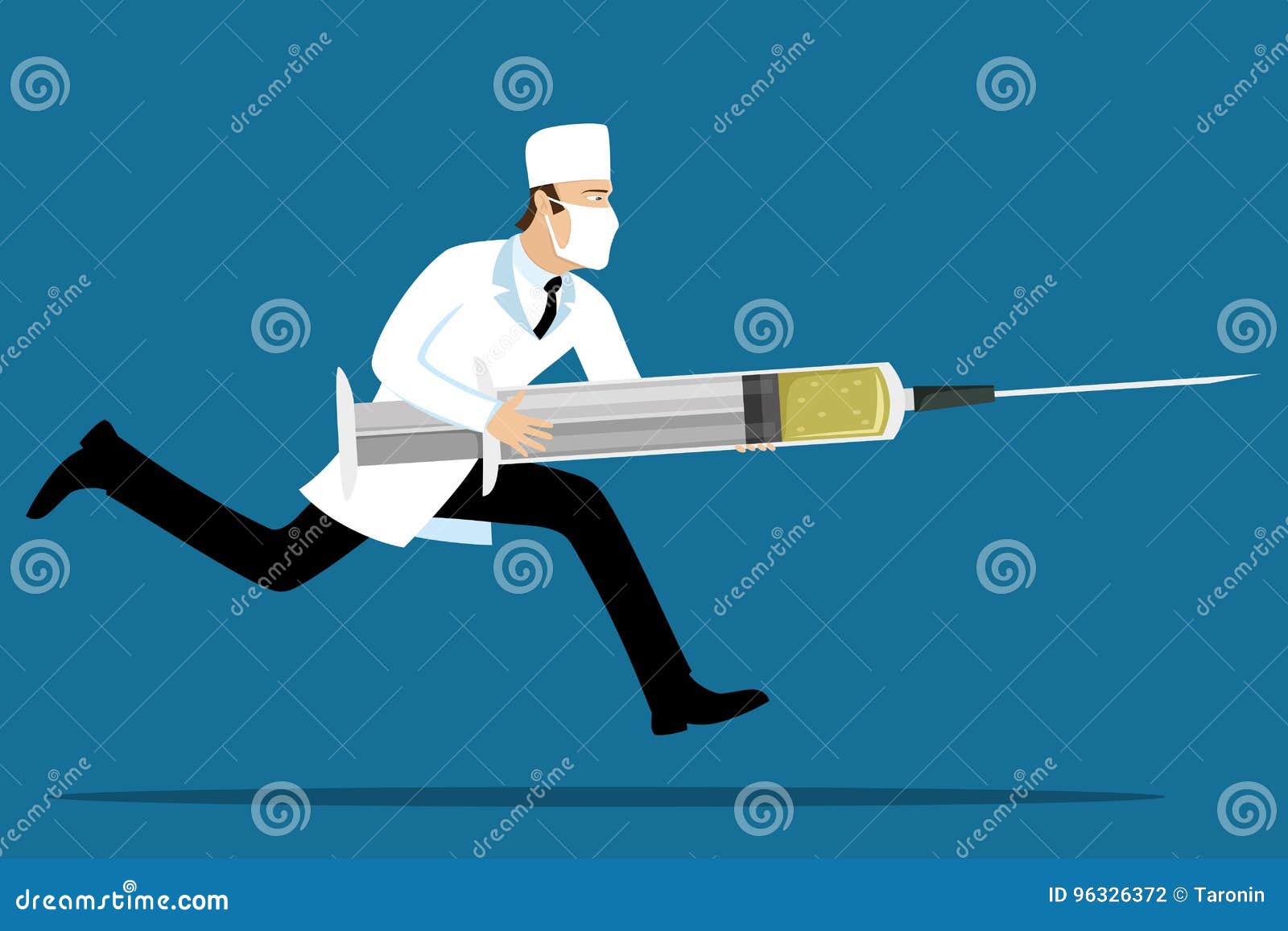 Running Doctor with a Syringe. Stock Vector - Illustration of uniform ...
