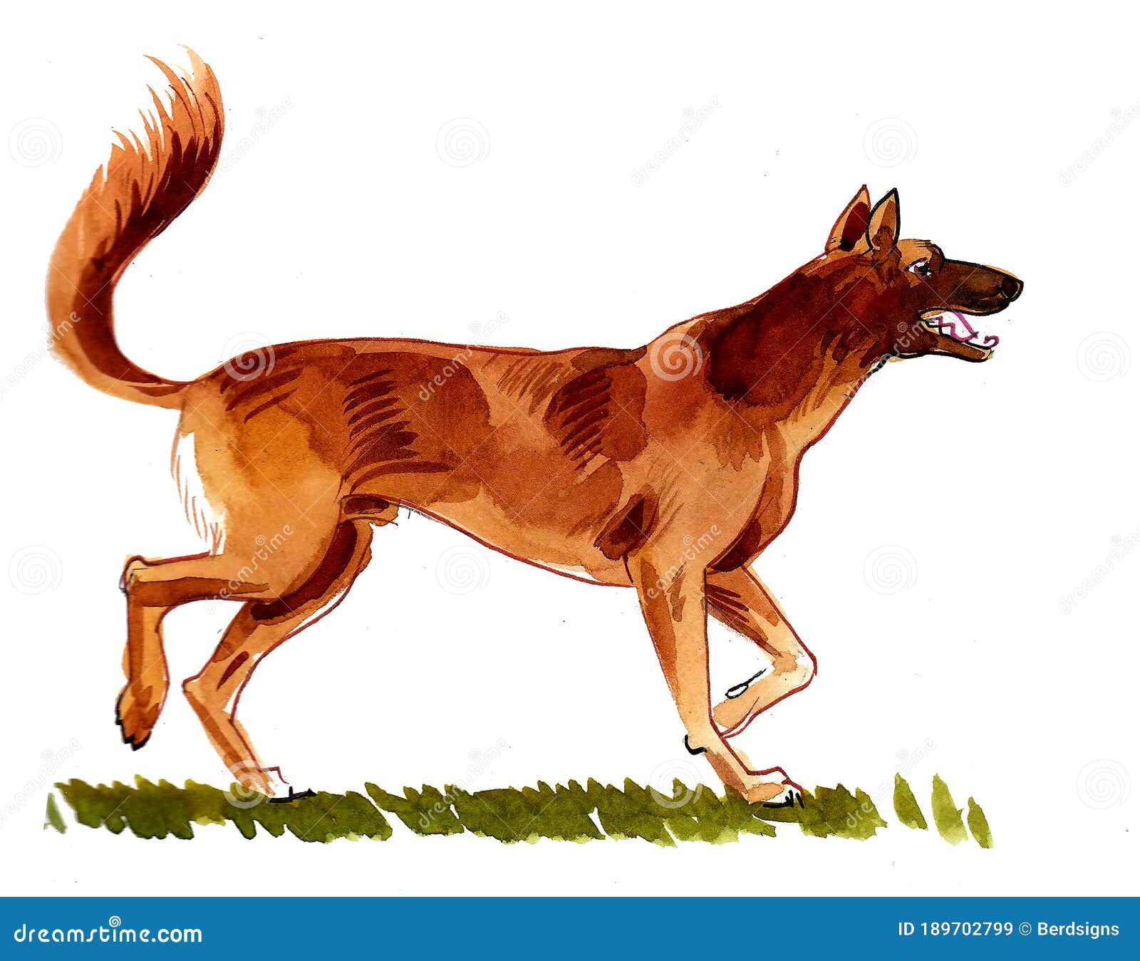 Running dog stock illustration. Illustration of drawing - 189702799