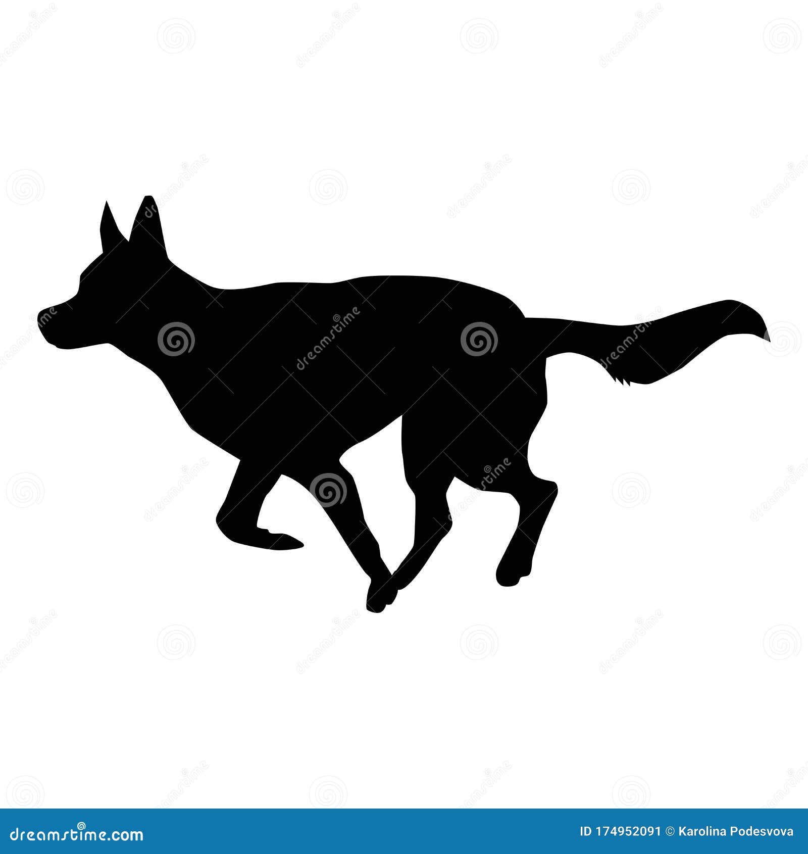 Running Dog from the Side Silhouette Stock Vector - Illustration of ...