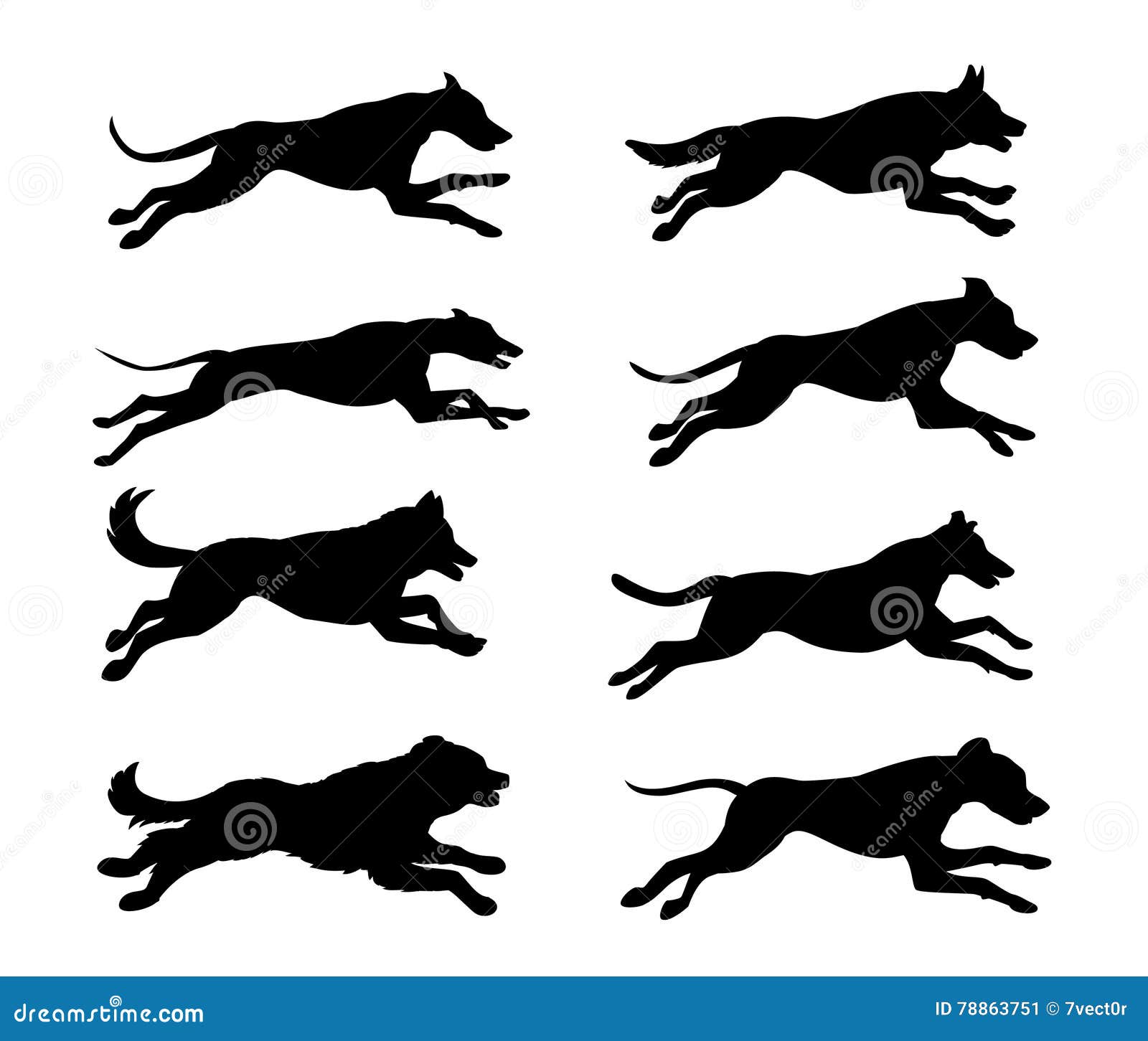 Running dogs silhouettes stock vector. Illustration of doberman - 78863751
