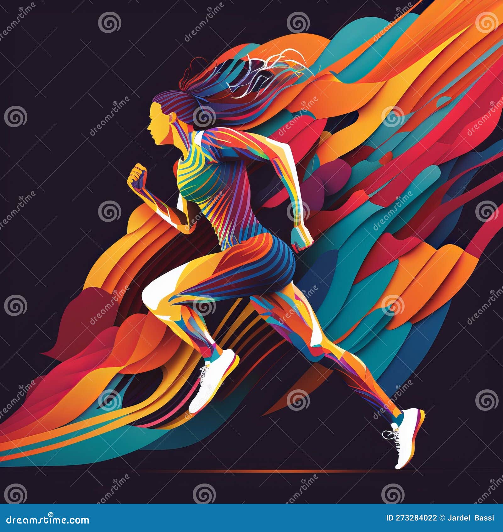 Running: a Dynamic and Energetic Concept Image Stock Illustration ...