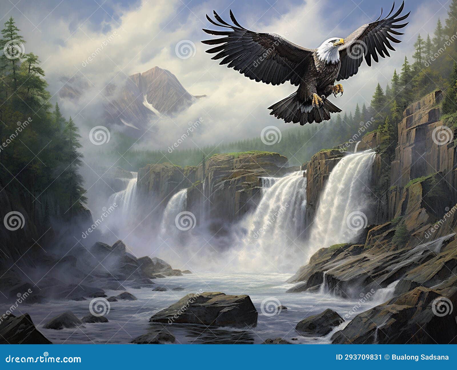 Running Eagle Falls stock illustration. Illustration of bird - 293709831