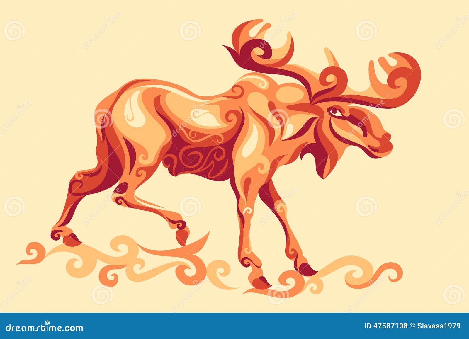 Running elk stock vector. Illustration of deer, animal - 47587108
