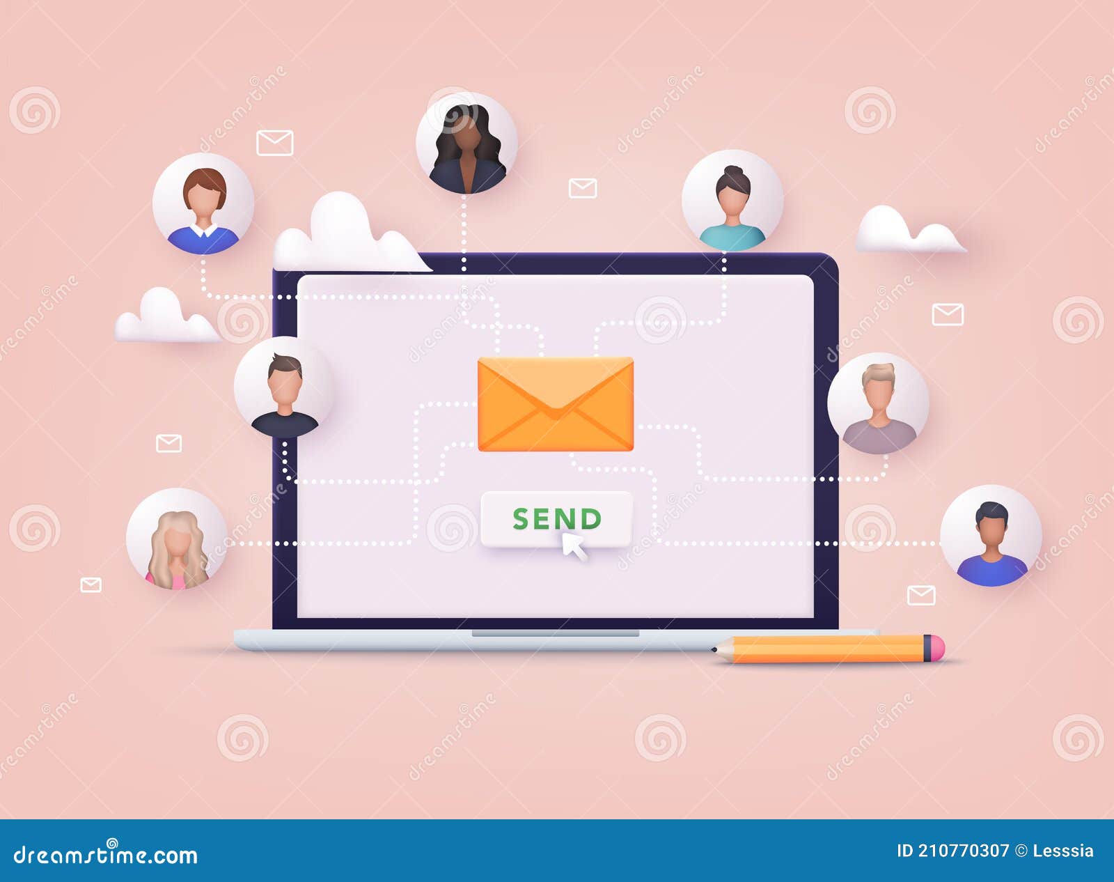 Running Email Campaign, Email Advertising, Direct Digital Marketing. 3D ...