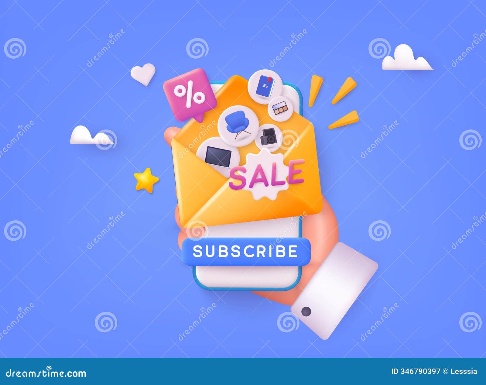 Running Email Campaign, Email Advertising, Direct Digital Marketing. 3D ...
