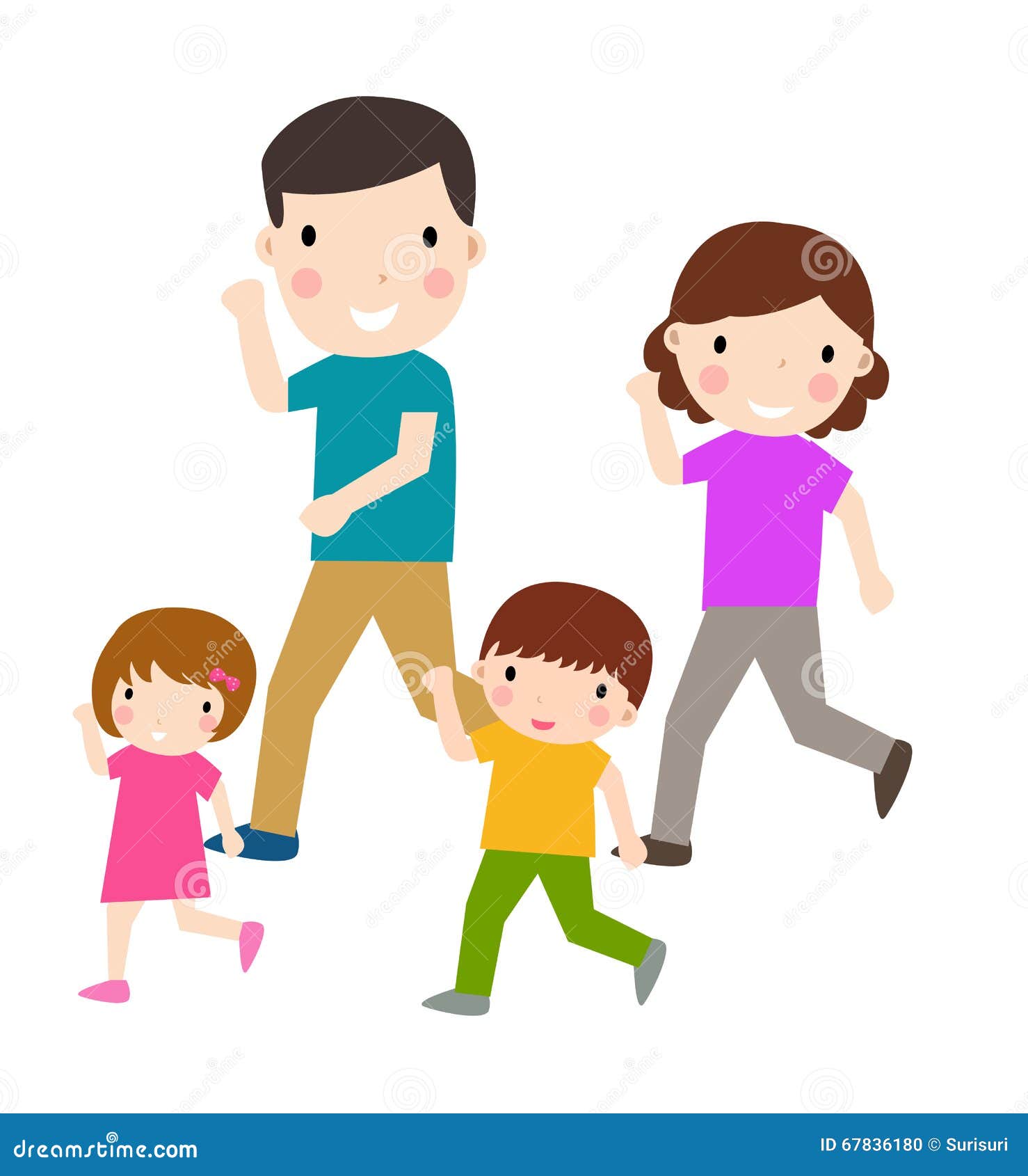 Running Family stock vector. Illustration of little, daughter - 67836180