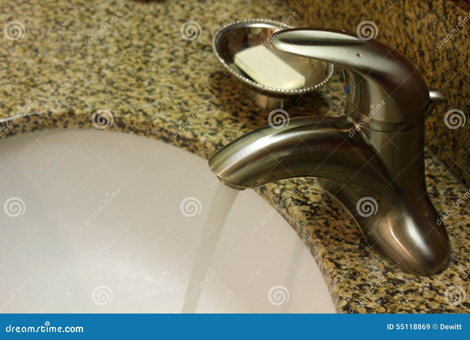 Running faucet stock image. Image of soap, granite, white - 55118869