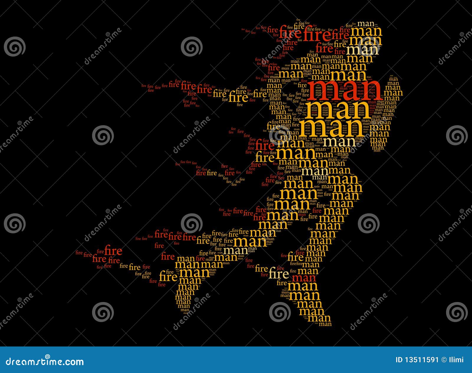 Running, Fiery Man, Color - Calligraphy and Text. Stock Illustration ...