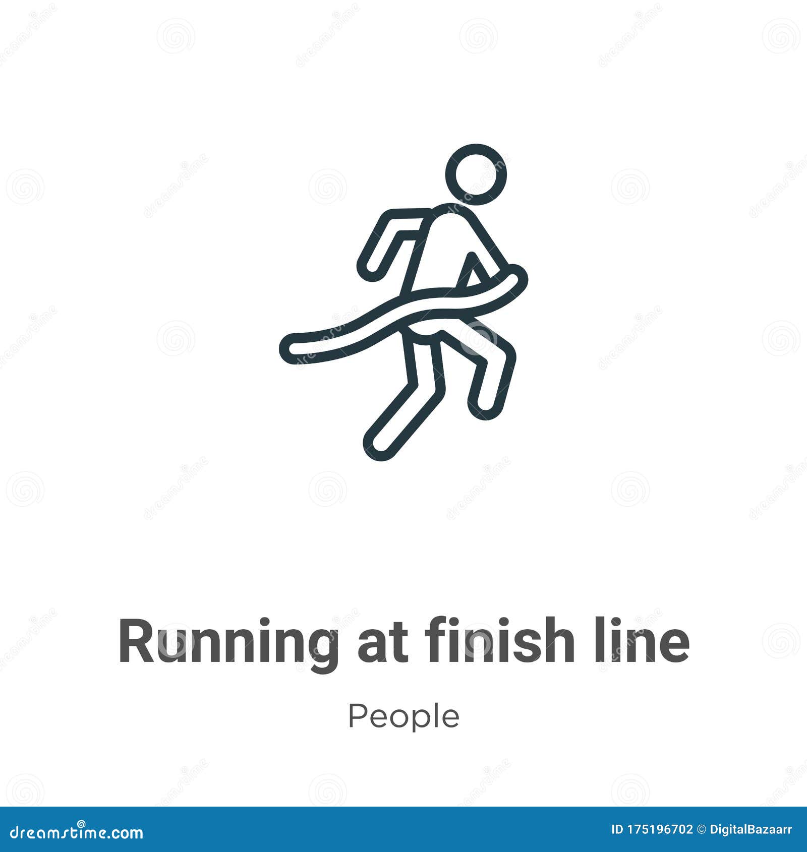 Running at Finish Line Outline Vector Icon. Thin Line Black Running at ...