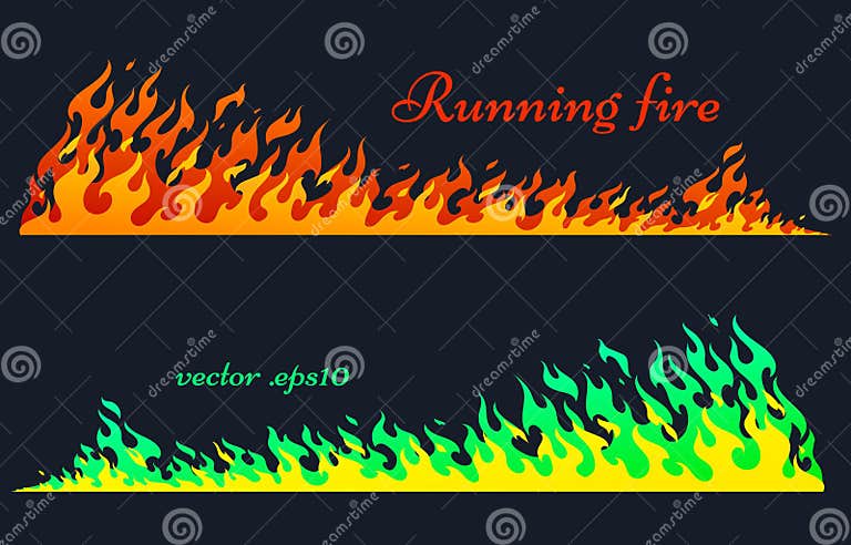 Running Fire, Vector Flame Elements Stock Vector - Illustration of ...