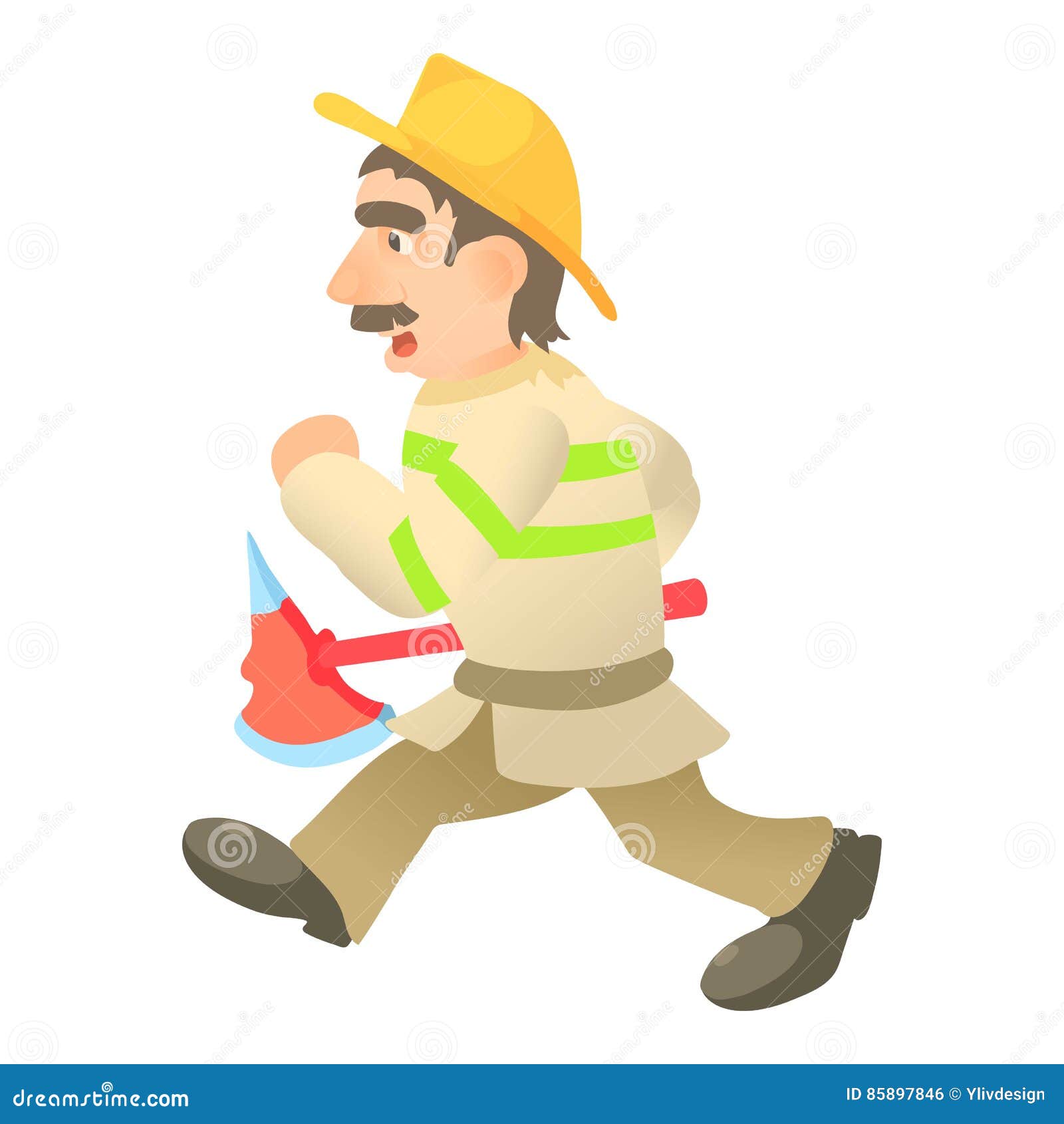 Running Firefighter Icon, Cartoon Style Stock Vector - Illustration of ...