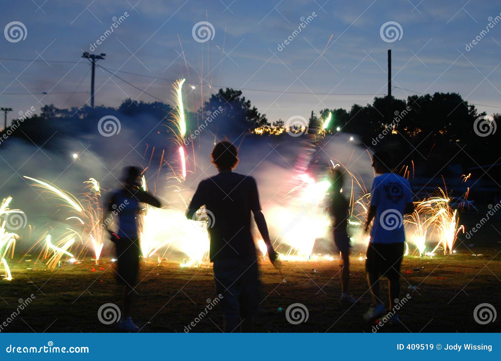 Running into Fireworks. stock image. Image of year, fire - 409519