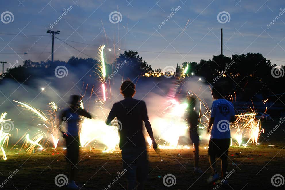 Running into Fireworks. stock image. Image of year, fire - 409519