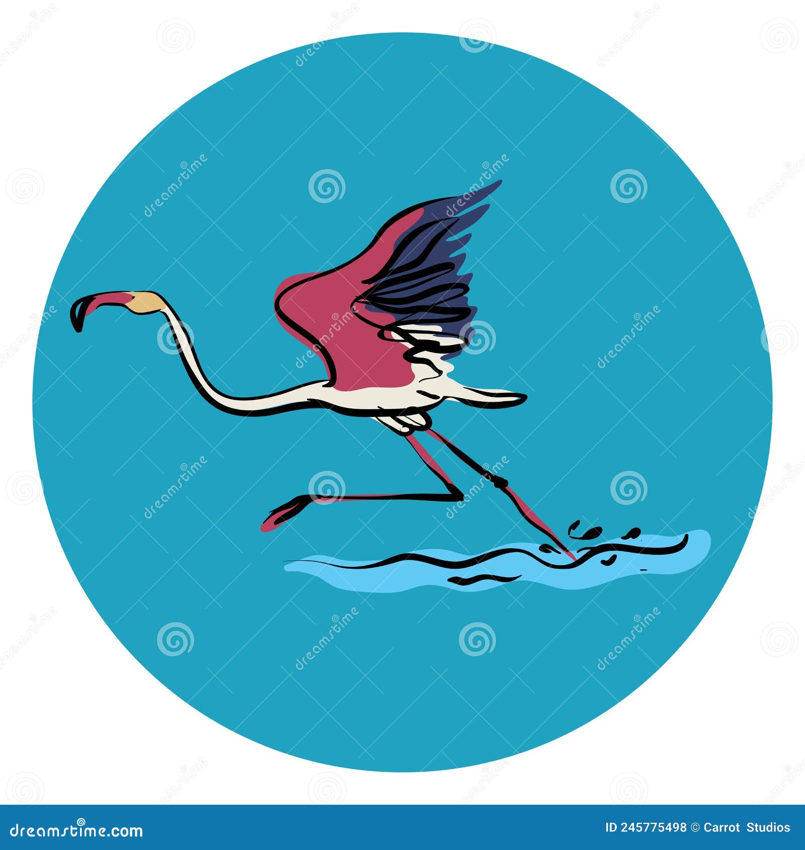 Running Flamingo Vector Illustration Stock Vector - Illustration of ...