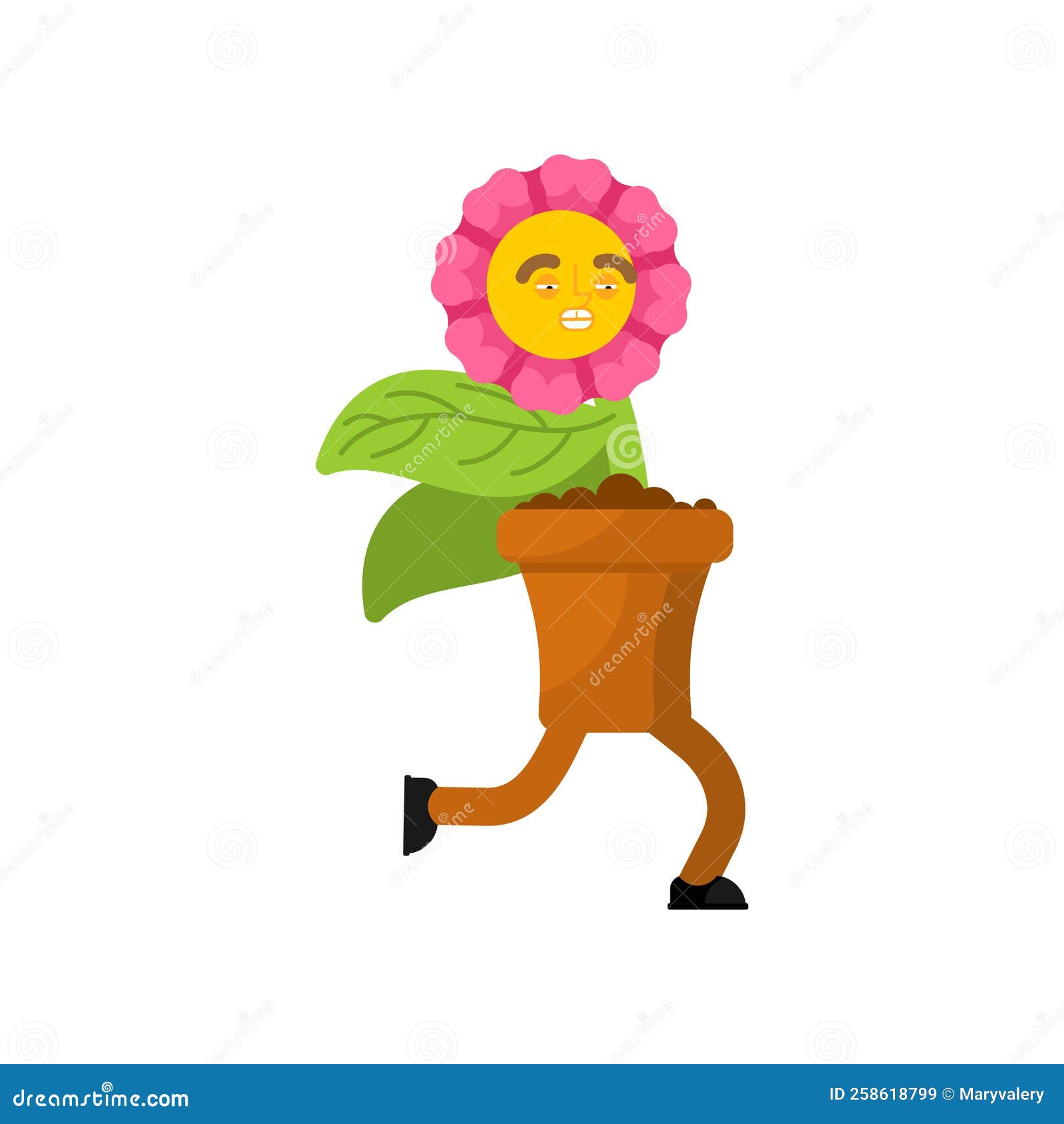 Running Flower. Flower Delivery Sign. Flower in Pot Run Stock Vector ...