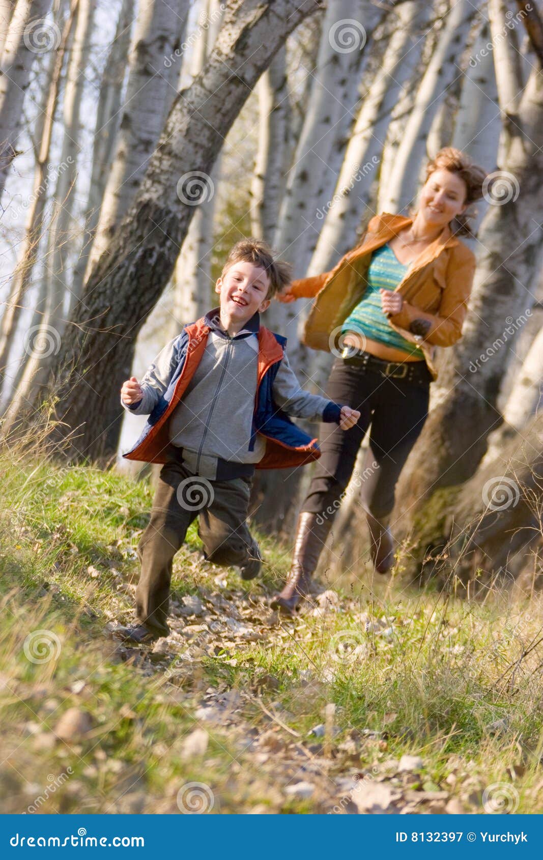 Running through forest stock image. Image of casual, love - 8132397