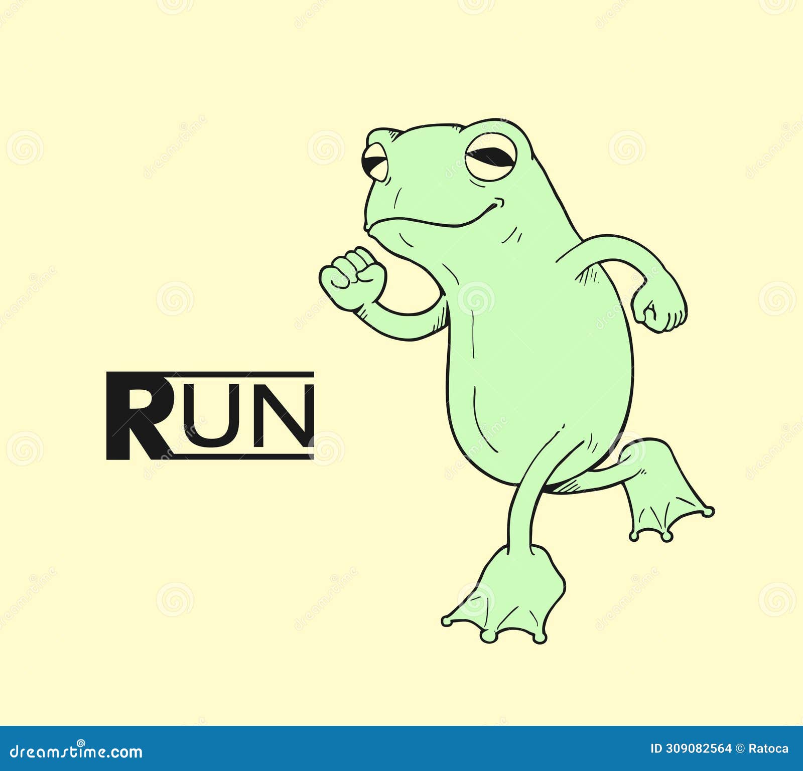 Running frog draw stock vector. Illustration of white - 309082564