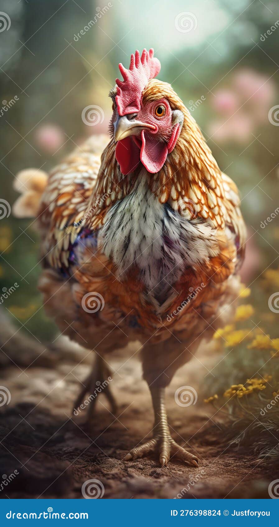 Running Funny Chicken at Spring. Generative Ai Stock Illustration ...