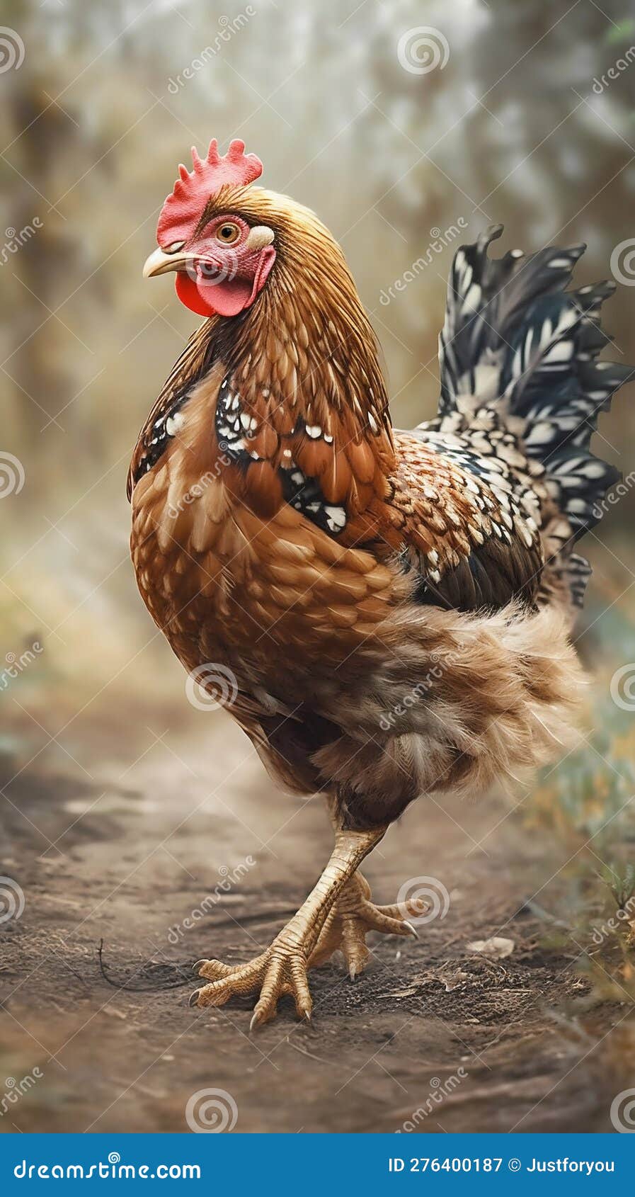 Running Funny Chicken at Spring. Generative Ai Stock Illustration ...
